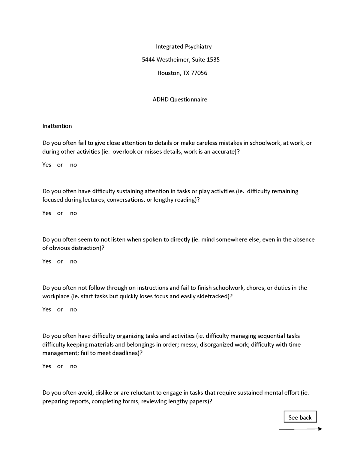 Forms – Integrated Psychiatry